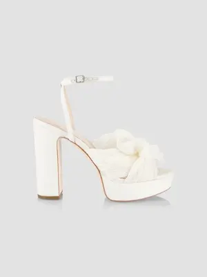 LOEFFLER RANDALL Natalia 115mm Pleated Bow Platform Sandals - Pearl