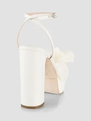 LOEFFLER RANDALL Natalia 115mm Pleated Bow Platform Sandals - Pearl