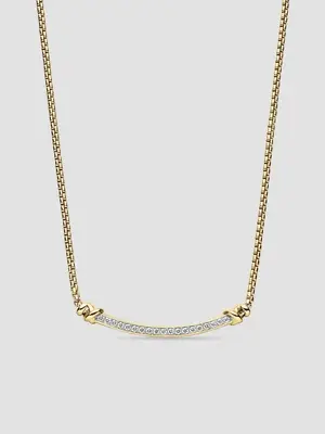 David Yurman Petite Helena Wrap Station Necklace In 18k Yellow With Diamonds, 29mm - Diamond