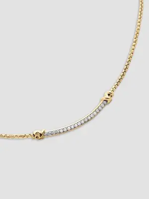 David Yurman Petite Helena Wrap Station Necklace In 18k Yellow With Diamonds, 29mm - Diamond