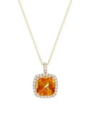 Saks Fifth Avenue Collection 14k 0.35 Tcw Diamond & Citrine Pendant Necklace - Yellow Gold