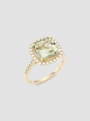 Saks Fifth Avenue Collection 14k Diamond & Green Amethyst Ring - Gold