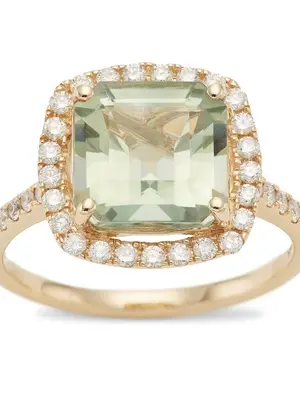 Saks Fifth Avenue Collection 14k Diamond & Green Amethyst Ring