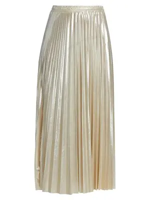 EN SAISON Women's Metallic Pleated Midi-Skirt - Champagne - Size Medium - Champagne  - Champagne