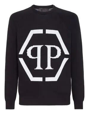 Philipp Plein Intarsia-logo Crewneck Jumper - Black