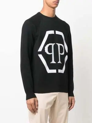 Philipp Plein Intarsia-logo Crewneck Jumper - Black