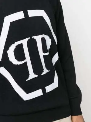 Philipp Plein Intarsia-logo Crewneck Jumper - Black