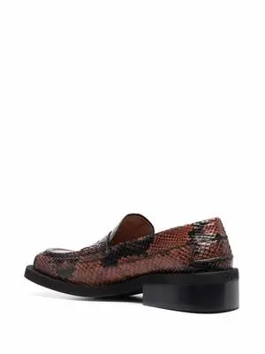 GANNI Snakeskin-effect Penny Loafers