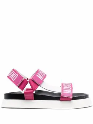 Moschino Logo Embroidered Sandals - Pink
