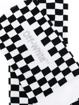 Off-White Checkerboard Logo Socks