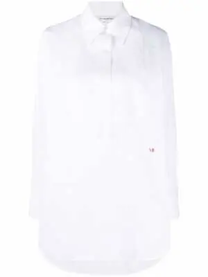 Victoria Beckham Logo Embroidered Long-sleeved Shirt - White