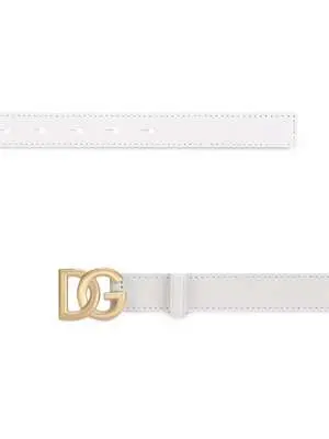 Dolce & Gabbana Dg Logo Leather Belt - White