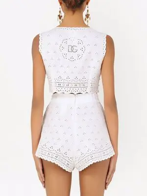 Dolce & Gabbana Embroidered Linen Crop Top