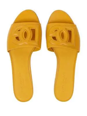 Dolce & Gabbana Dg Logo Leather Sandals - Yellow