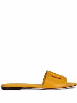 Dolce & Gabbana Dg Logo Leather Sandals - Yellow