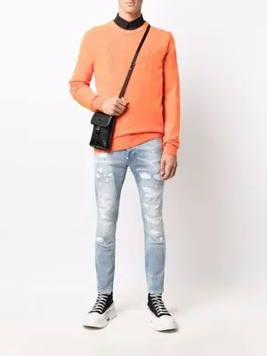 Philipp Plein Fine-knit Skull-motif Jumper - Orange
