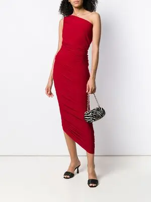 Norma Kamali Ruched Detail Asymmetric Dress