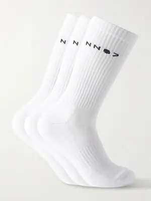 Nn07 Three-pack Logo Cotton-blend Socks - White