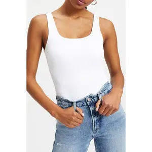 Good American Sculpting Modern Tank Bodysuit - White001