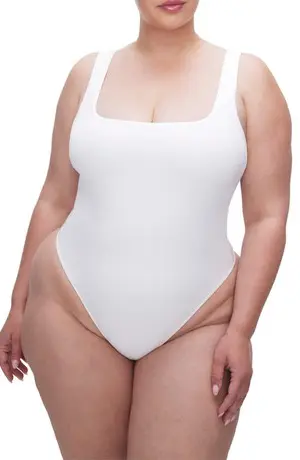 Good American Sculpting Modern Tank Bodysuit - White001