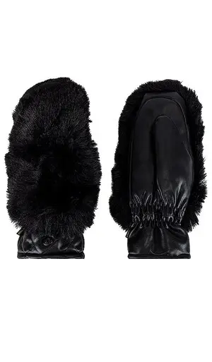 Goldbergh Hill Faux Fur Mittens - Black