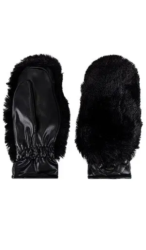 Goldbergh Hill Faux Fur Mittens - Black