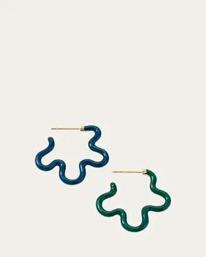 Bea Bongiasca Two-tone Enamel Hoop Earrings - Emeraldteal