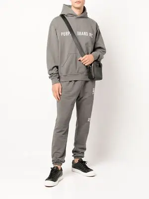 PURPLE BRAND Artifact-embroidered Long-sleeve Hoodie