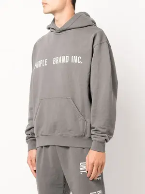 PURPLE BRAND Artifact-embroidered Long-sleeve Hoodie