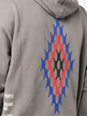 PURPLE BRAND Artifact-embroidered Long-sleeve Hoodie