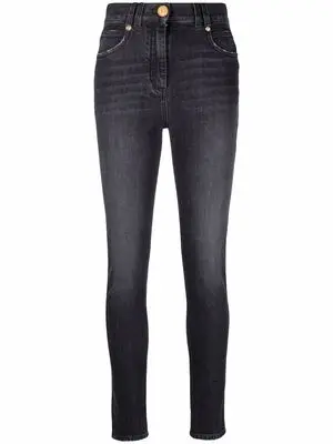 Balmain High-waisted Button-detail Denim Jeans