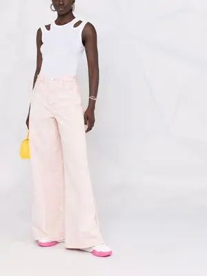 Stella McCartney Logo Tape Wide Leg Jeans - Pink
