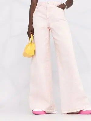 Stella McCartney Logo Tape Wide Leg Jeans - Pink