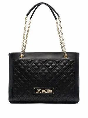 Moschino Logo-lettering Quilted Tote Bag - Black