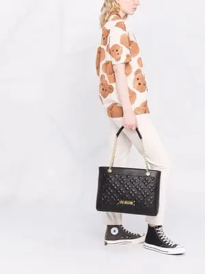 Moschino Logo-lettering Quilted Tote Bag