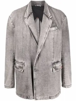 DIESEL® Cotton Washed Denim Blazer - Grey