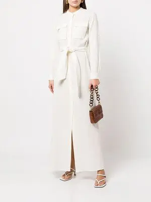 Simkhai Ester Tie-waist Maxi Shirt Dress