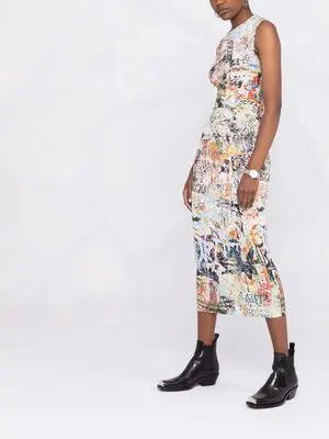 Dsquared2 Sleeveless Graphic Print Midi Dress