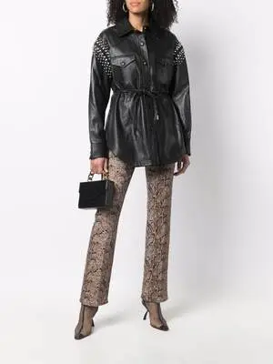 Philipp Plein Crystal-studded Leather Shirt
