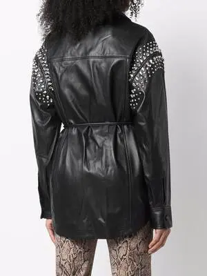 Philipp Plein Crystal-studded Leather Shirt