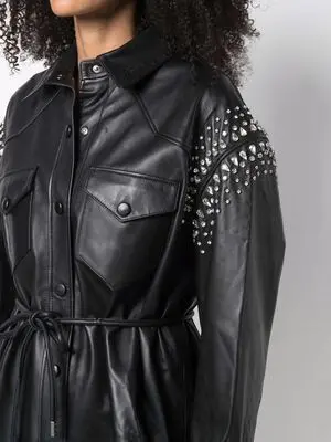 Philipp Plein Crystal-studded Leather Shirt