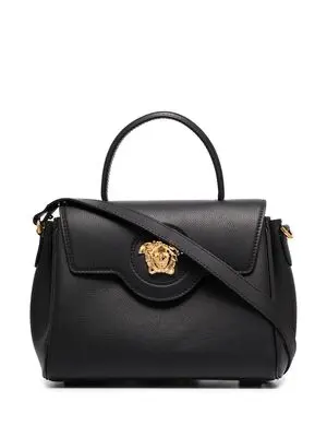 Versace La Medusa Leather Handbag - Black