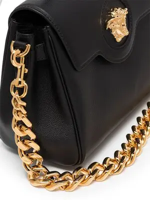 Versace La Medusa Leather Handbag - Black