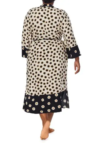 REFINERY29 Print Wrap Robe - Tan Print
