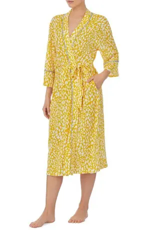 REFINERY29 Print Wrap Robe Yellow