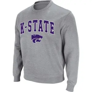 COLOSSEUM Kansas State Wildcats Arch & Logo Crew Neck Sweatshirt - Heather Gray
