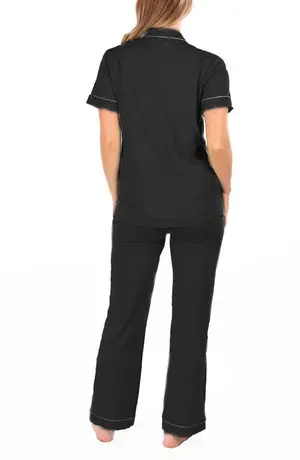 ANGEL MATERNITY Short Sleeve Maternity Pajamas - Black