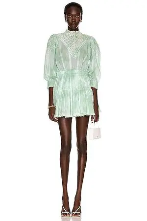 LoveShackFancy Viola Mini Dress In Green