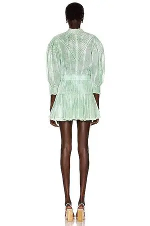 LoveShackFancy Viola Mini Dress In Green