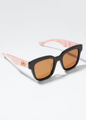 Gucci Gucci Oversized Rectangle Sunglasses Black/pink